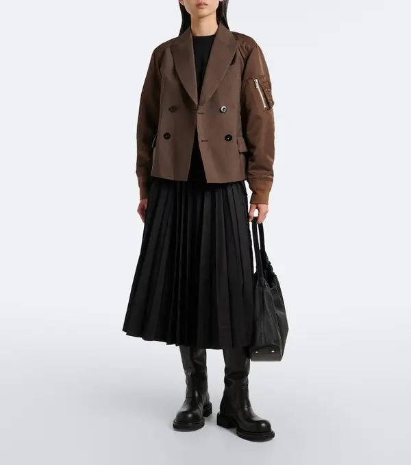 Sacai Double-breasted Wool And Technical Jacket