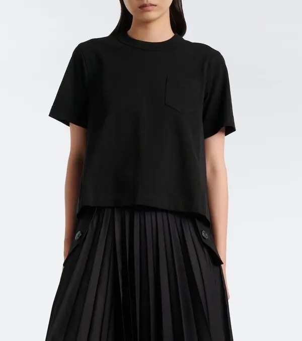 Sacai Cotton Jersey And Denim T-shirt