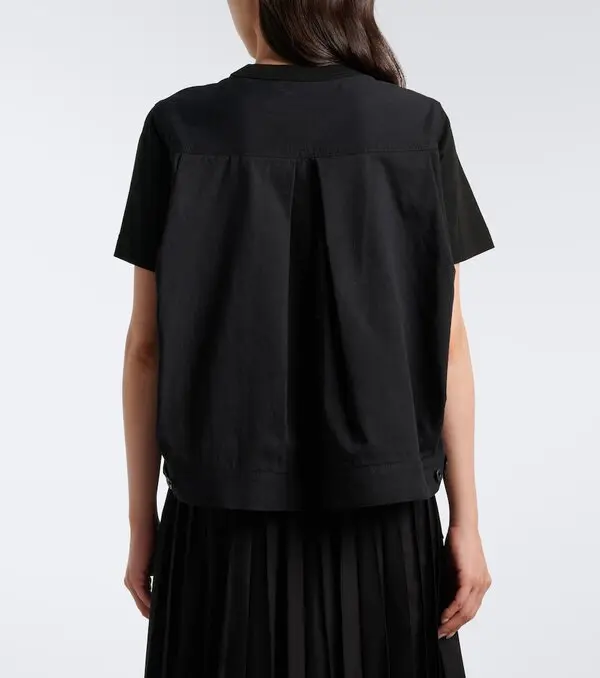 Sacai Cotton Jersey And Denim T-shirt