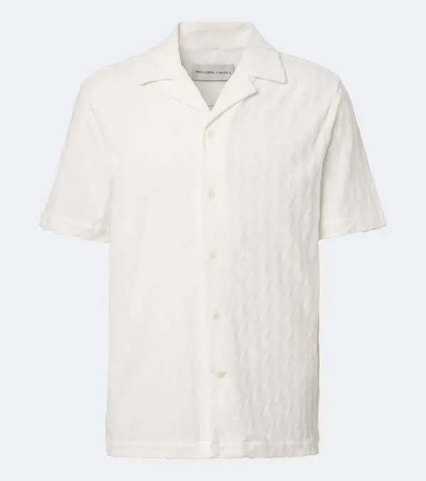 Frescobol Carioca Terry-trimmed Cotton-blend Bowling Shirt - White