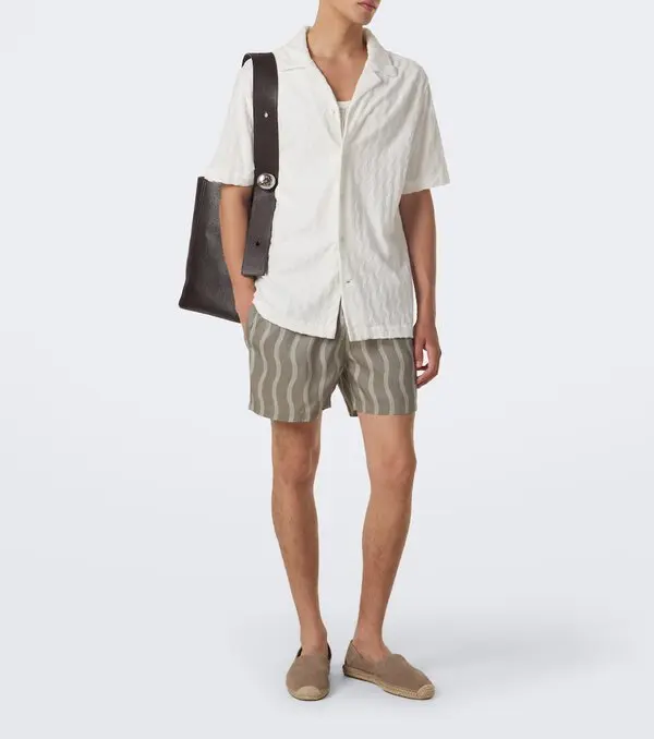 Frescobol Carioca Terry-trimmed Cotton-blend Bowling Shirt - White