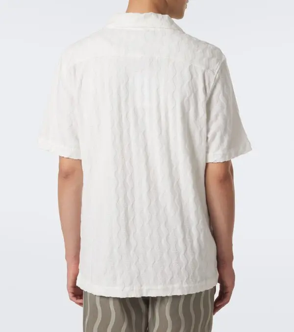 Frescobol Carioca Terry-trimmed Cotton-blend Bowling Shirt - White