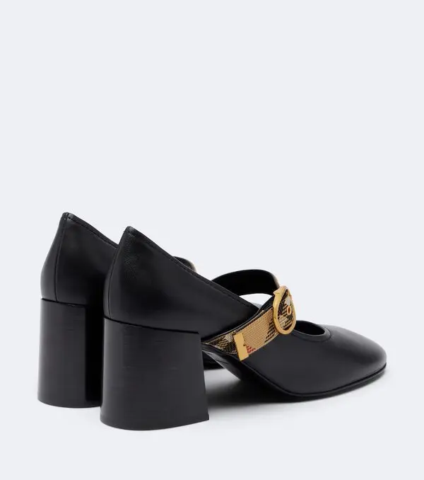 Burberry Checked Buckled Leather Pumps