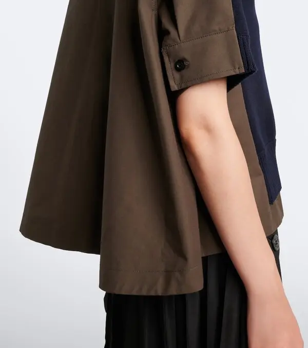 Sacai Knitted Cotton And Cashmere-blend Top - Black