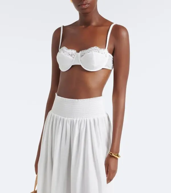 MONTCE Lace-trimmed Cotton Bra Top