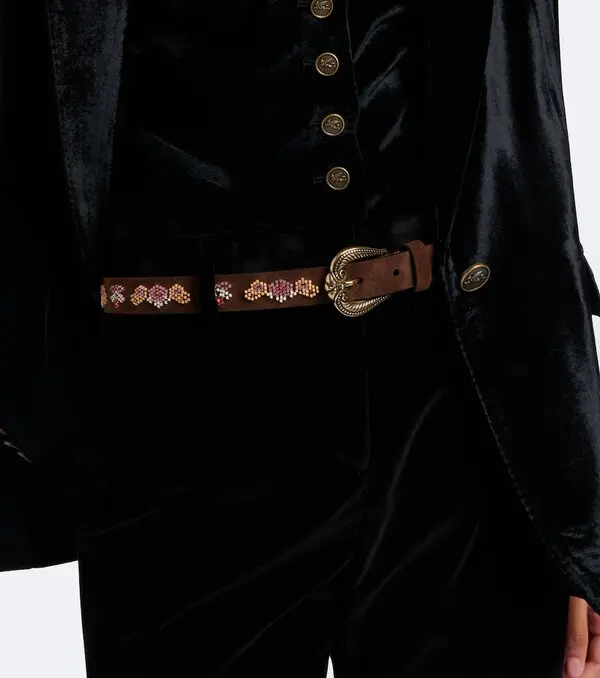 Etro Beaded Suede Belt
