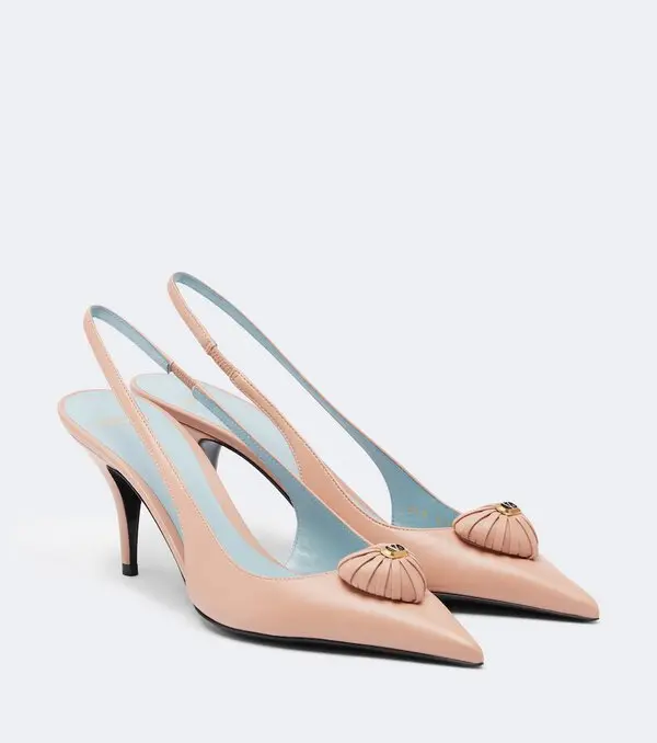 Valentino Garavani C?ur Royal Leather Slingback Pumps - Pink