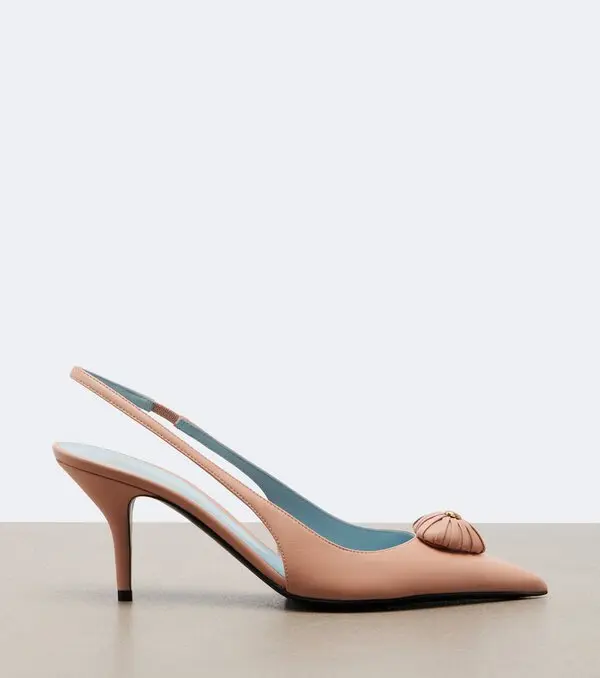 Valentino Garavani C?ur Royal Leather Slingback Pumps