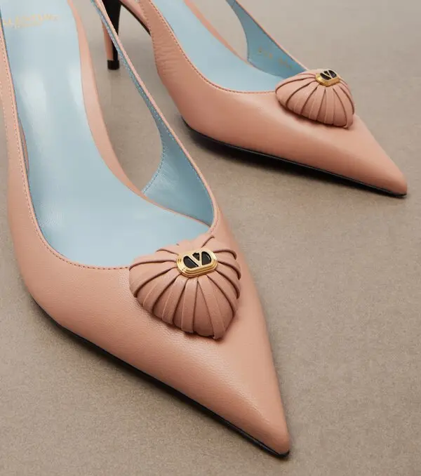 Valentino Garavani C?ur Royal Leather Slingback Pumps