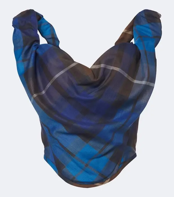 VIVIENNE WESTWOOD Plaid Wool Bustier Top - Blue