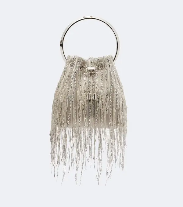 JIMMY CHOO Bon Bon Embellished Satin Bucket Bag