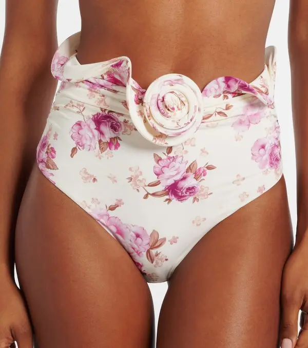 Magda Butrym High-waisted Floral Appliqué Bikini Bottoms - White