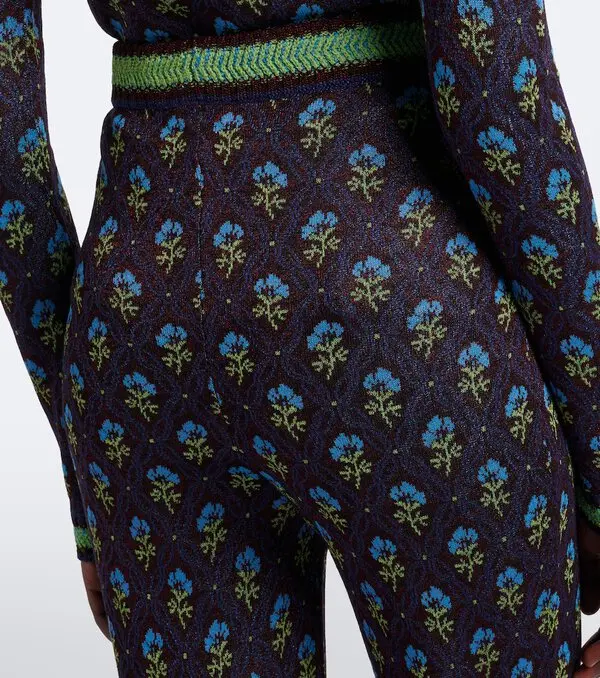 Etro Floral Jacquard Flared Pants - Blue