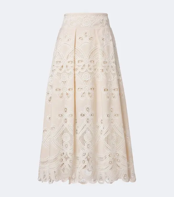 Elie Saab Embroidered Gathered Maxi Skirt