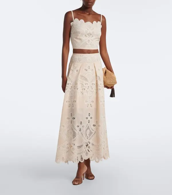 Elie Saab Embroidered Gathered Maxi Skirt