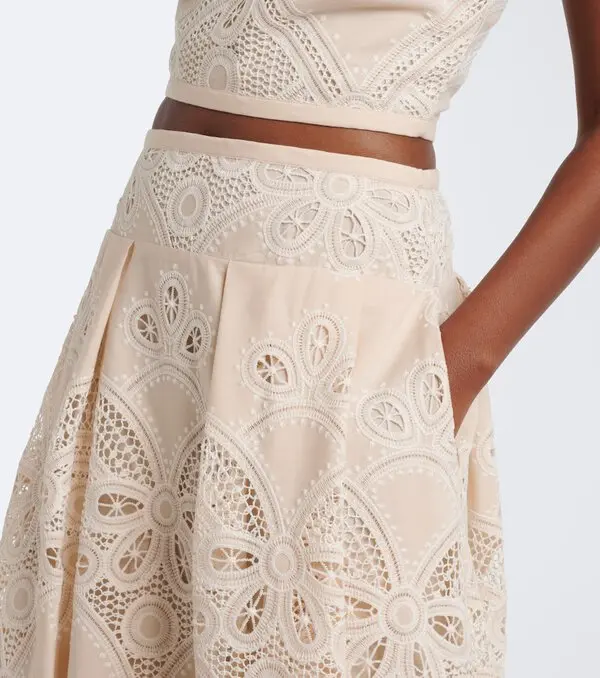Elie Saab Embroidered Gathered Maxi Skirt