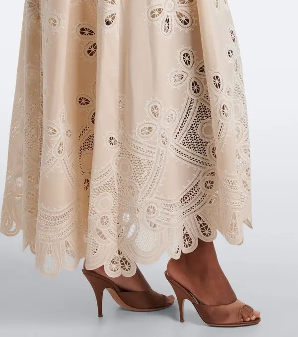 Elie Saab Embroidered Gathered Maxi Skirt