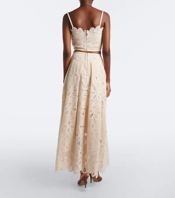 Elie Saab Embroidered Gathered Maxi Skirt