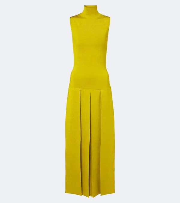 Alaïa Ala�a Pleated Knitted Maxi Dress