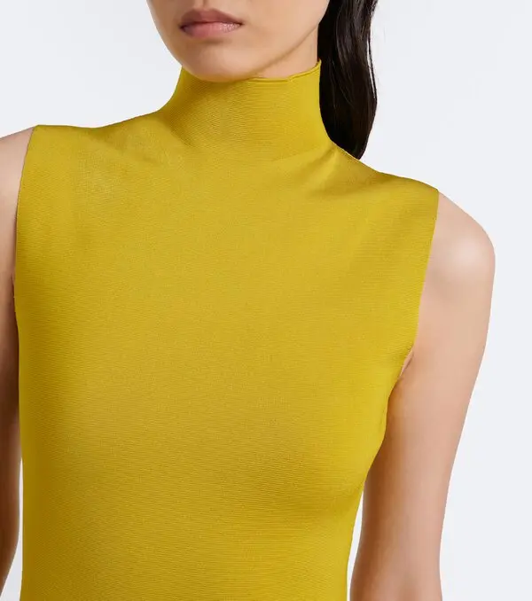 Alaïa Pleated Knit Maxi Dress