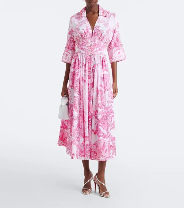 Camilla Embellished Floral Cotton Midi Dress