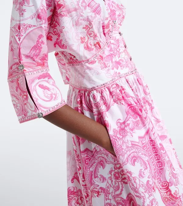 Camilla Embellished Floral Cotton Midi Dress