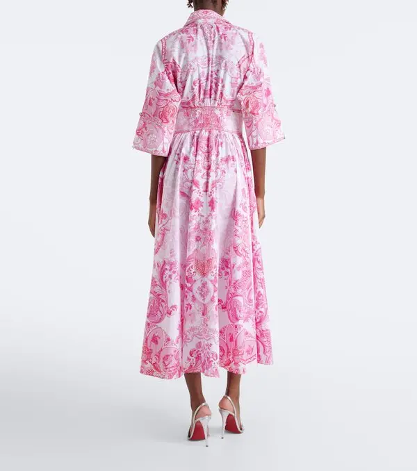 Camilla Embellished Floral Cotton Midi Dress