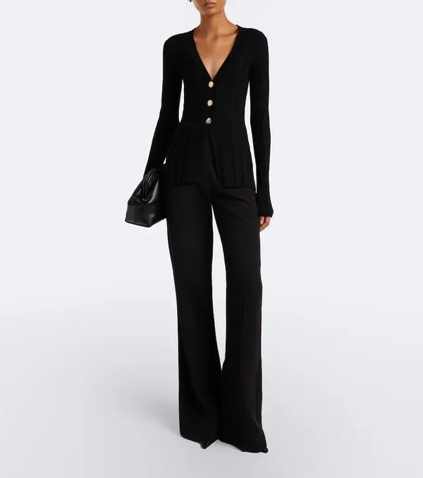 Sportmax Ribbed-knit Cardigan - Black