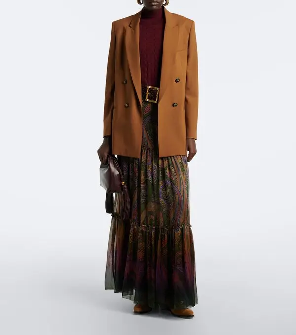 Etro Paisley Silk Tiered Maxi Skirt