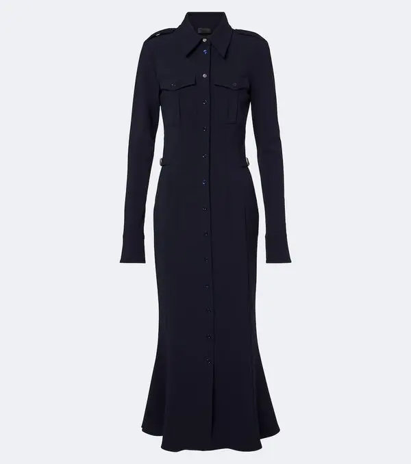 MUGLER Wool-blend Shirt Dress - Blue