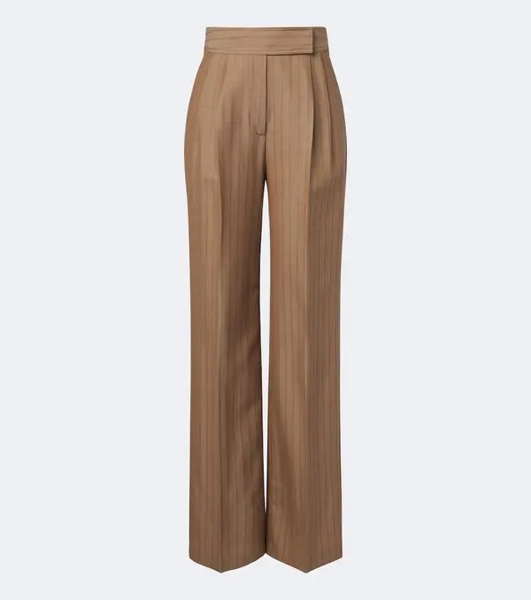 Etro Striped Wool Wide-leg Pants - Brown