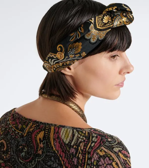Etro Knotted Jacquard Headband - Black