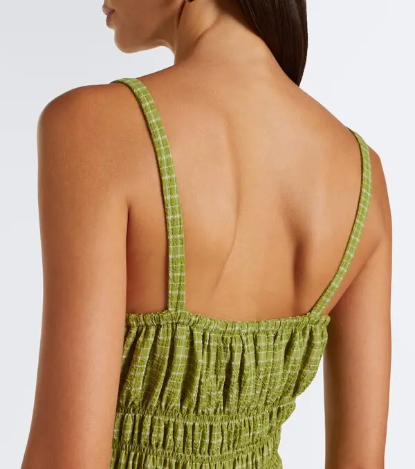 Asceno Verona Checked Cotton Midi Dress