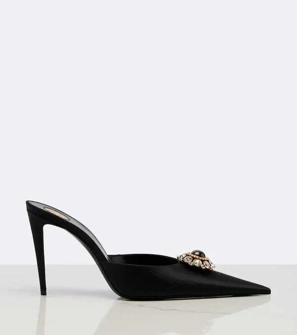 Saint Laurent Cosmo Embellished Satin Mules