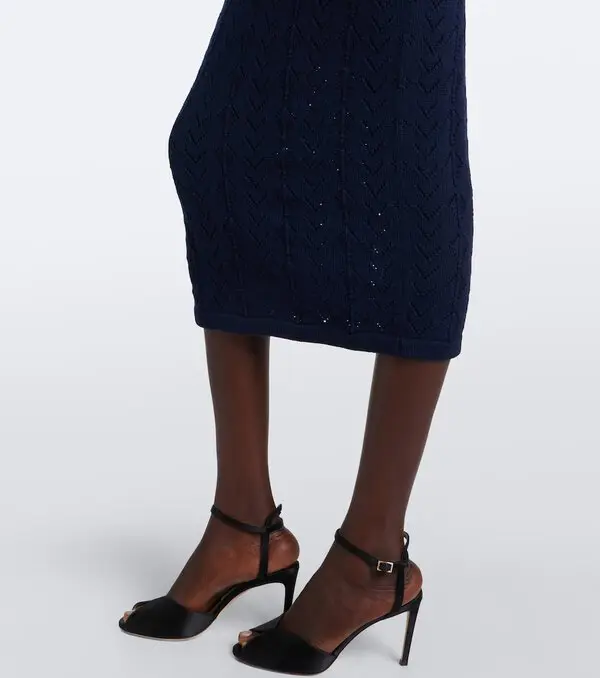 Alessandra Rich Knitted Virgin Wool Midi Dress