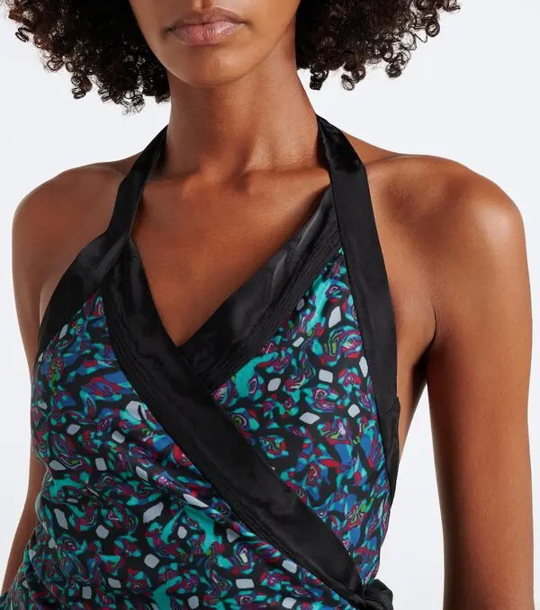 Dries Van Noten Printed Moiré Wrap Top - Black