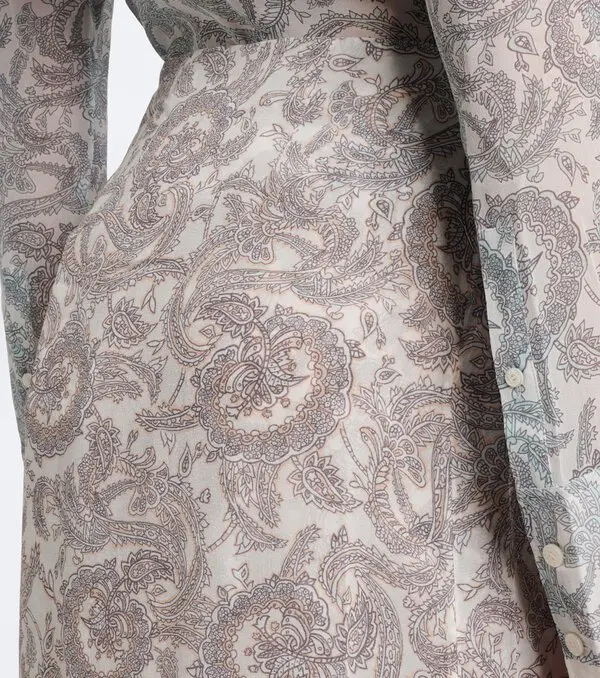 Acne Studios Paisley Lace-trimmed Silk Cr�pe Midi Skirt
