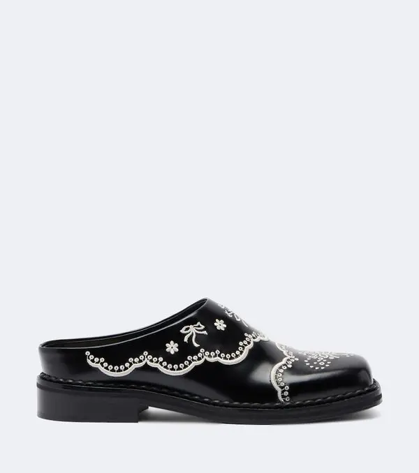 Simone Rocha Embroidered Leather Mules