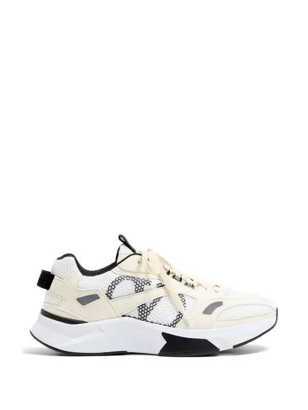 Valentino Garavani White Mesh And Suede Low Top Sneakers - Multicolor
