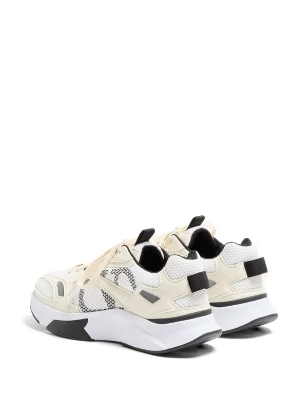 Valentino Garavani White Mesh And Suede Low Top Sneakers - Multicolor