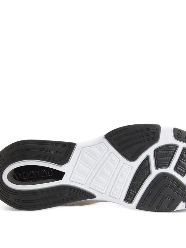 Valentino Garavani White Mesh And Suede Low Top Sneakers - Multicolor