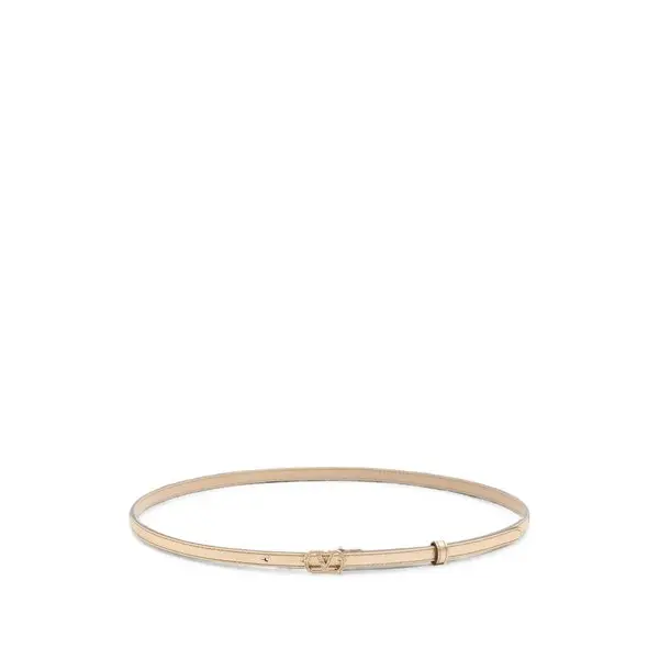 Valentino Garavani Tone Leather Belt With Swarovski Crystal Embellished Buckle - Gold