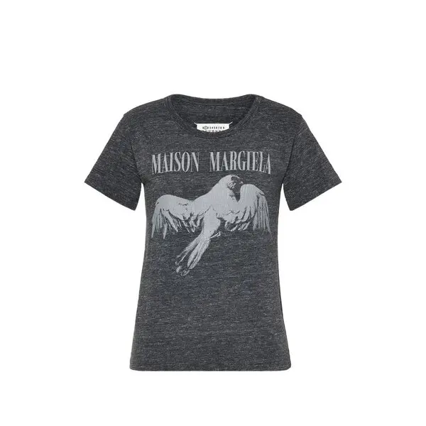 MAISON MARGIELA Grey Cotton Bird Motif T-shirt - Gray
