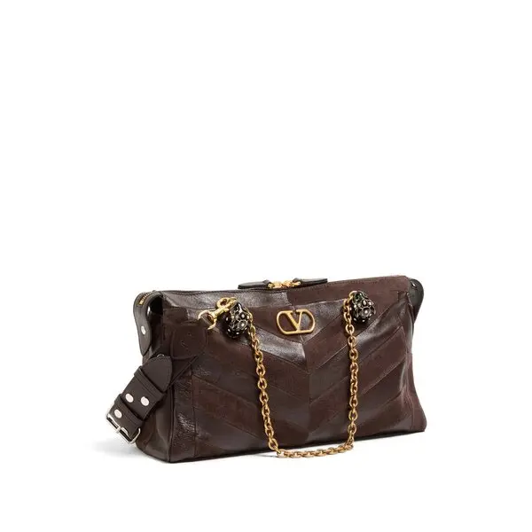 Valentino Garavani Panthea Patchwork Shoulder Bag - Brown