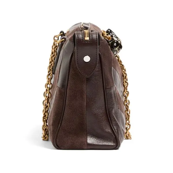 Valentino Garavani Panthea Patchwork Shoulder Bag - Brown