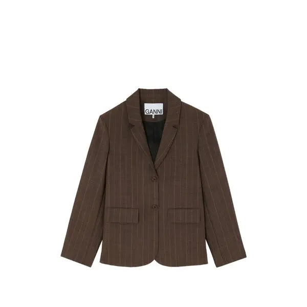 GANNI Wool Pinstripe Blazer