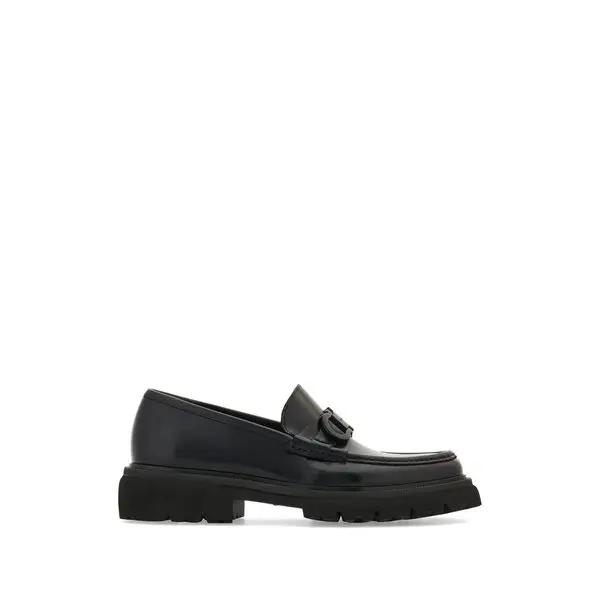 FERRAGAMO Brushed Calfskin Loafers With Double Gancini Buckle
