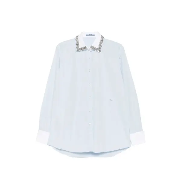 Prada Embellished Cotton Shirt - Blue