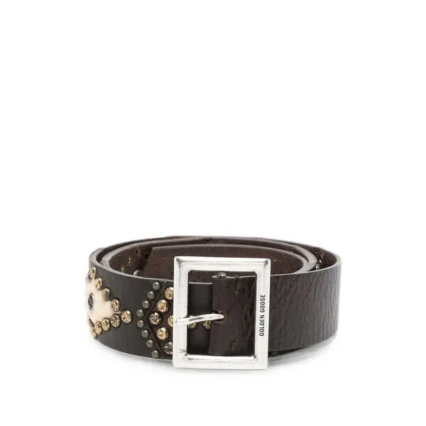 GOLDEN GOOSE Studded Leather Belt - Brown