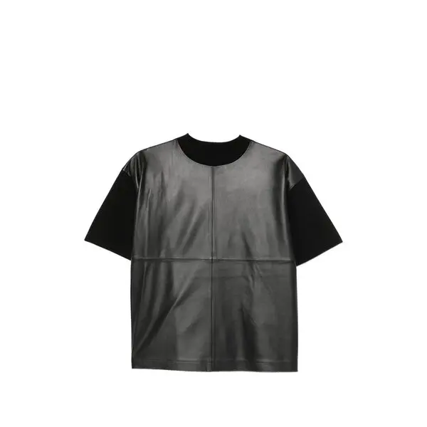 Max Mara Leather Panel T-shirt - Black